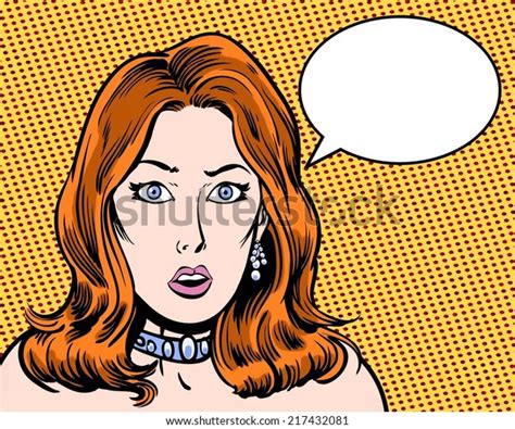 Comic Book Illustrated Surprised Beauty Redhead Stock Illustration