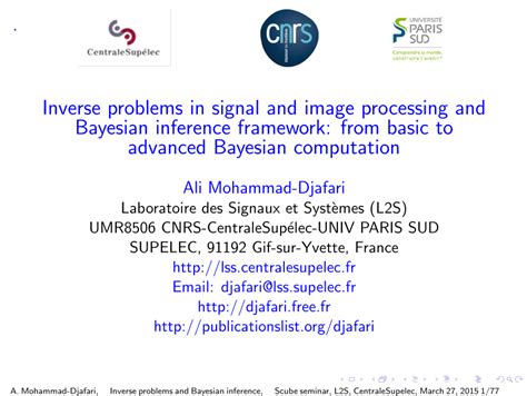 pdf inverse problems in signal and image processing and bayesian