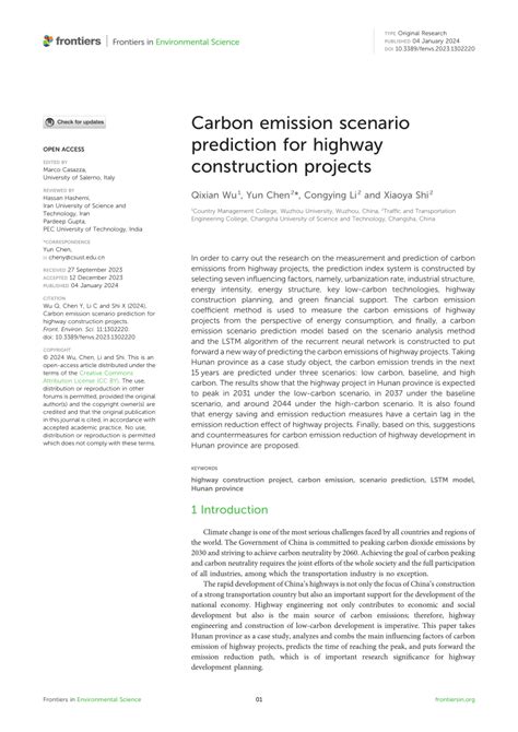 Pdf Carbon Emission Scenario Prediction For Highway Construction Projects