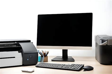 Premium Photo A Printer That Is Next To A Monitor
