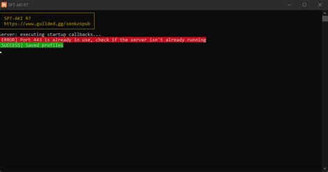 getting error with port 443 when trying to launch server exe