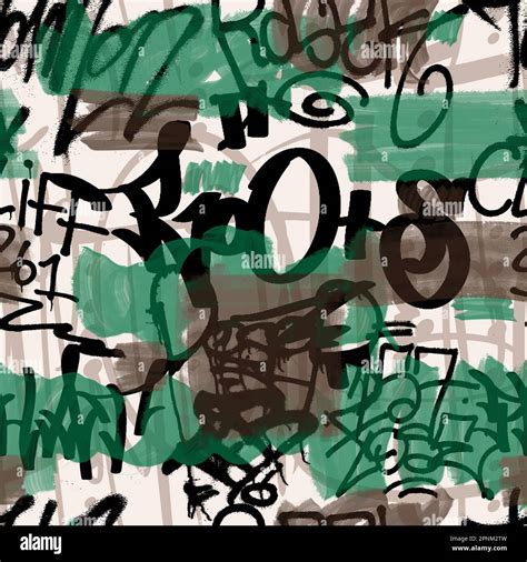 Seamless Hand Writing Graffiti Pattern Street Art Painting Stock