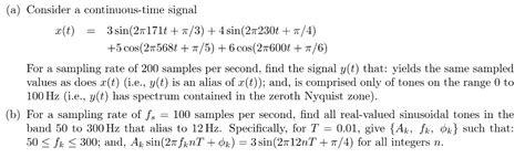 solved consider a continuous time signal x t 3sin 2 pi