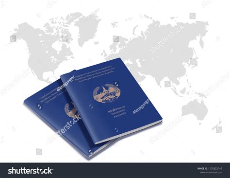 Laos Passport Twice Passport On World Stock Illustration 1270332745