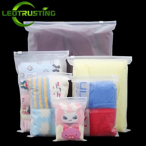 50pcs 140 마이크론 양면 서리로 덥은 의류 지퍼 가방 티셔츠 속옷 양말 장난감 타월 여행 워시 용품 포장 파우치