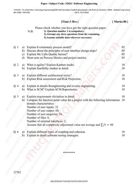 Be Information Technology Semester 5 2022 December Software Engineeringrev 2019 C Scheme Pdf