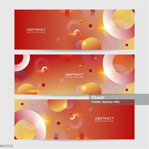 현대 추상적 인 진한 빨간색 배너 배경 그라디언트 서클 라이트 오렌지 다채로운 추상 와이드 배너 디자인 배경 세트 0명에 대한 스톡 벡터 아트 및 기타 이미지 Istock