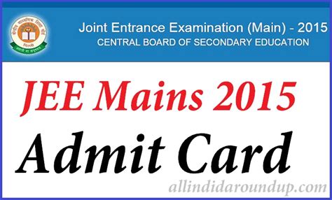 JEE Main Admit Card 2015 Download Here Jeemain Nic In