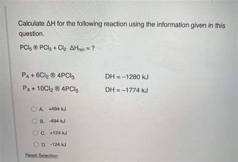 Solved Calculate Ah For The Following Reaction Using The
