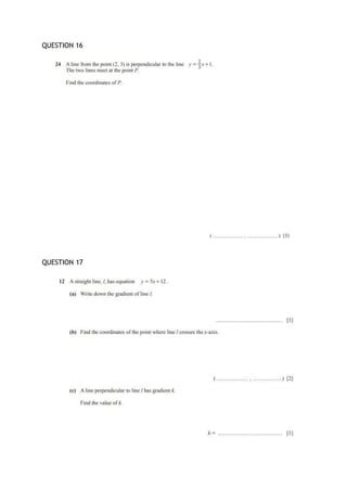 IGCSE COORDINATE GEOMETRY PRACTICE QUESTIONS Pdf