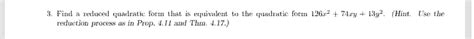 Solved Find A Reduced Quadratic Form That Is Equivalent To