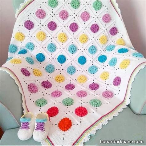 پتو بافتنی نوزاد دختر و پسر با میل و قلاب بافی