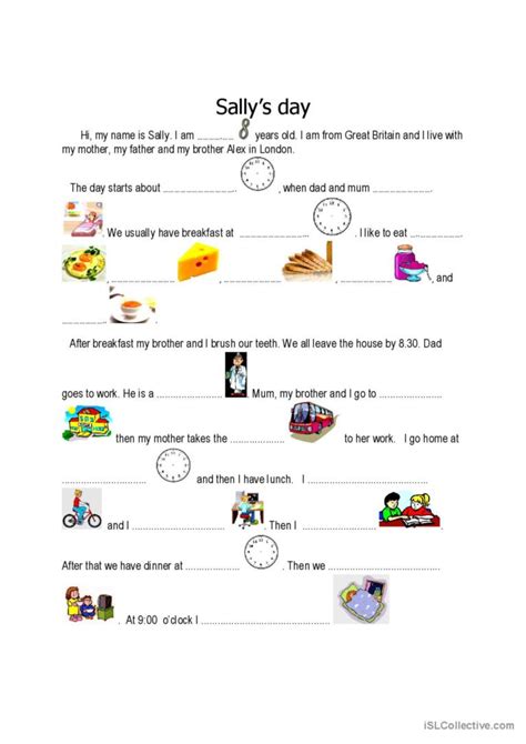 Daily routine: English ESL worksheets pdf & doc