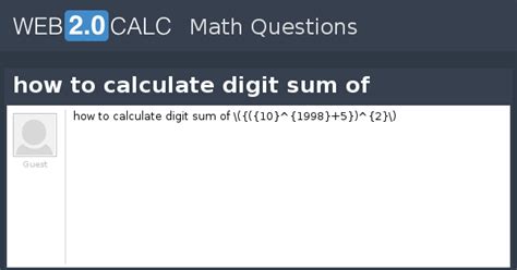 view question how to calculate digit sum of