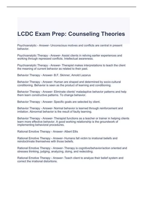 LCDC Exam Prep Counseling Theories LCDC Stuvia US