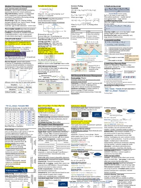 Isom Final Cheatsheet Pdf Supply Chain Demand