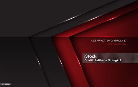 추상적 인 빨간색 회색 금속 광택 화살표 방향 빈 공간과 텍스트 디자인 현대 미래 배경 벡터 일러스트 0명에 대한 스톡 벡터