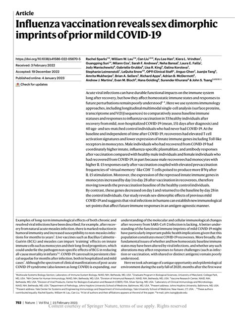 Influenza Vaccination Reveals Sex Dimorphic Imprints Of Prior Mild