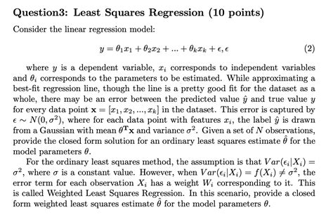Question Least Squares Regression Points Chegg