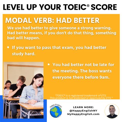 TOEIC Grammar Lesson - How To Use Had Better