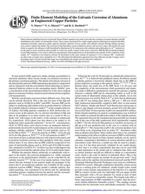 Pdf Finite Element Modeling Of The Galvanic Corrosion Of Aluminum At Engineered Copper