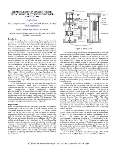 Pdf Chemical Reaction Kinetics For The Initial Stages Of Entrained Flow Coal Gasification