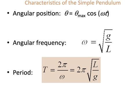 solved characteristics of the simple pendulum angular position 0