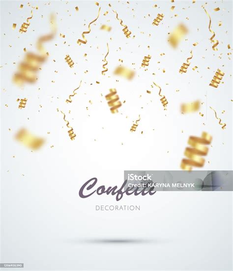 벡터 색종이 오버레이 리본과 입자골드 색종이 파티 축하 배경입니다 금 금속에 대한 스톡 벡터 아트 및 기타 이미지 금 금속 금색 모션 Istock