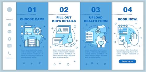 Premium Vector Camps Choice Booking Onboarding Mobile Web Pages Vector Template