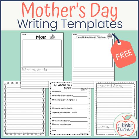 Free Mothers Day Writing Templates 4 Kinder Teachers