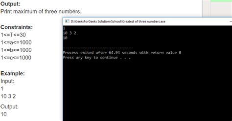Geeksforgeeks Solution For Greatest Of Three Numbers