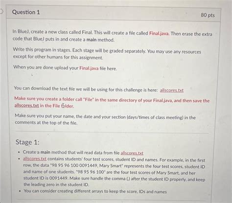 Solved In Bluej Create A New Class Called Final This Will
