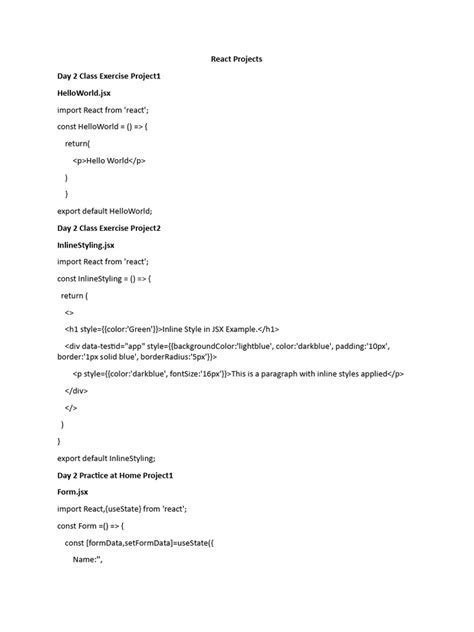 React Portal Exercises Day1 Day8 With Solutions Pdf Software