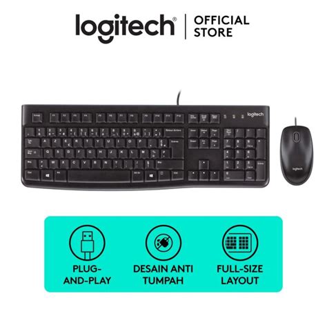 Logitech MK120 Wired Keyboard And Mouse Combo For Windows Optical Wired Mouse Full Size