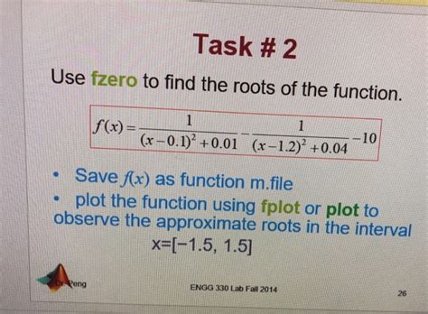 Solved Task 2 Use Fzero To Find The Roots Of The Function