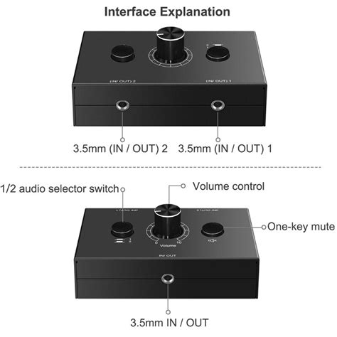 H052 Stereo Audio Switch Audio Switcher 2 Input 1 Grandado