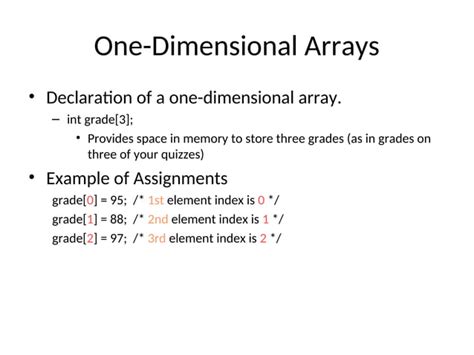 C Array And Initialisation And Declaration Ppt