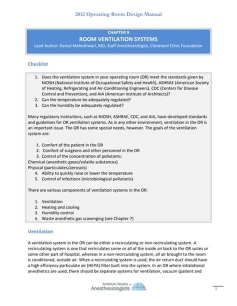 Chapter 9 Room Ventilation Systems 1 Pdf