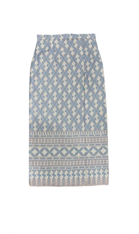 ผ้าถุง ผ้าซิ่นผ้าฝ้ายครามมัดหมี่ ผ้าซิ่นสำเร็จงานซิปหลัง S 3xl