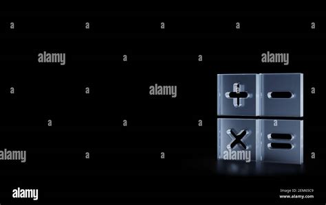 3d Rendering Of Frosted Glass Symbol Of Basic Number Operations Of Calculator Isolated On Black