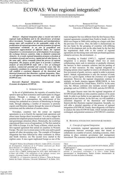 Pdf Ecowas What Regional Integration
