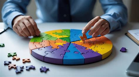 Hands Assembling A Colorful Puzzle Focus On Teamwork And Problem