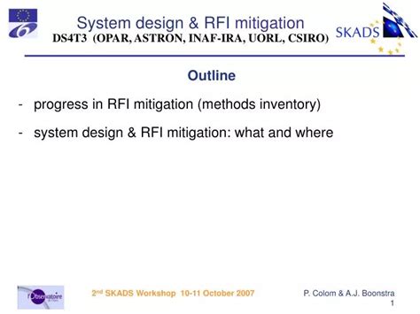 PPT Outline Progress In RFI Mitigation Methods Inventory System Design RFI Mitigation
