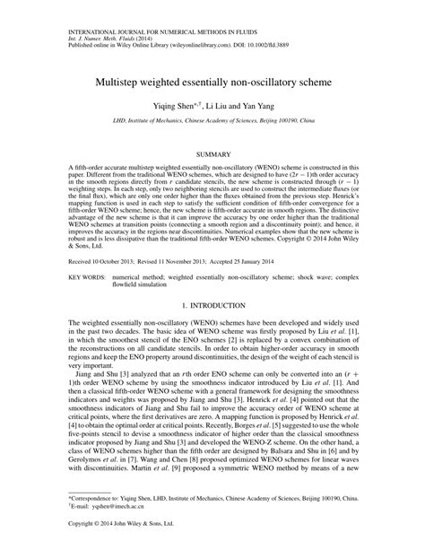 Pdf Multistep Weighted Essentially Non Oscillatory Scheme