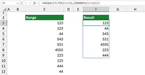 How to count unique numeric values in a range - Excel Formula