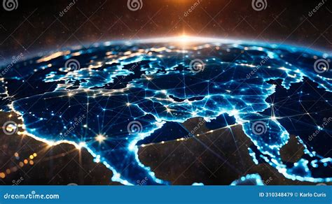 Digital World Map Globe Concept Of Global Connection Network And Data Transfer Technology
