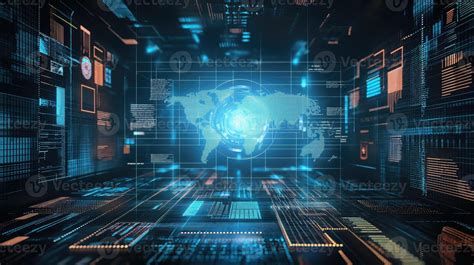 ai generated digital display showing various data in holographic screen