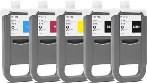 Compatible Canon Pfi 710 Bulk Set Of 5 Ink Cartridges 1 Each Of Pfi