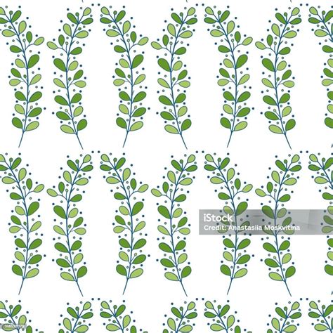 나뭇 가지가있는 매끄러운 꽃 무늬 식물 배경 반복되는 지문 당신의 디자인을 위한 허브 질감 디자인을 피우십시오 손으로 그린 벡터 그림 가을에 대한 스톡 벡터 아트 및 기타