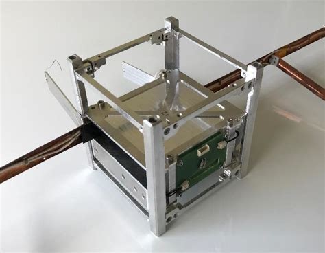 a view of the antenna housing in a 1u cubesat frame with the deployed